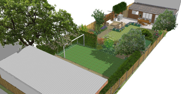 Multi-functional garden design, landscaping, Chingford, Essex. Tiered ...